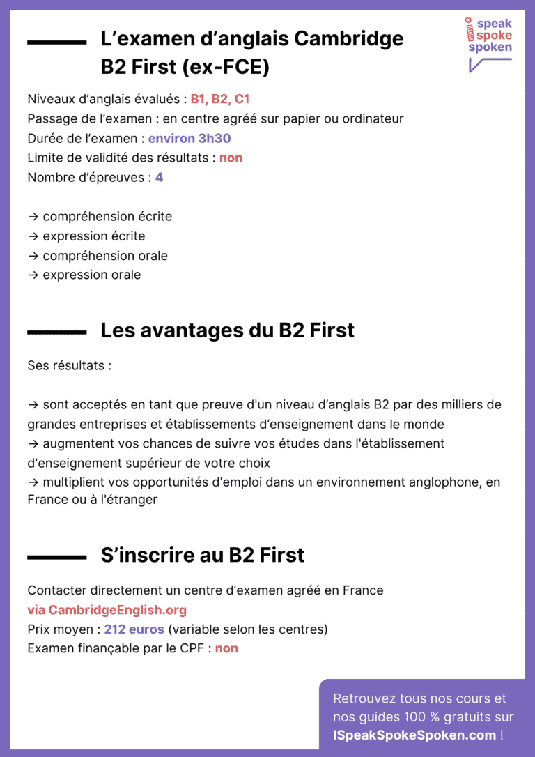 Test d’Anglais Cambridge B2 First (FCE) | Toutes les Infos